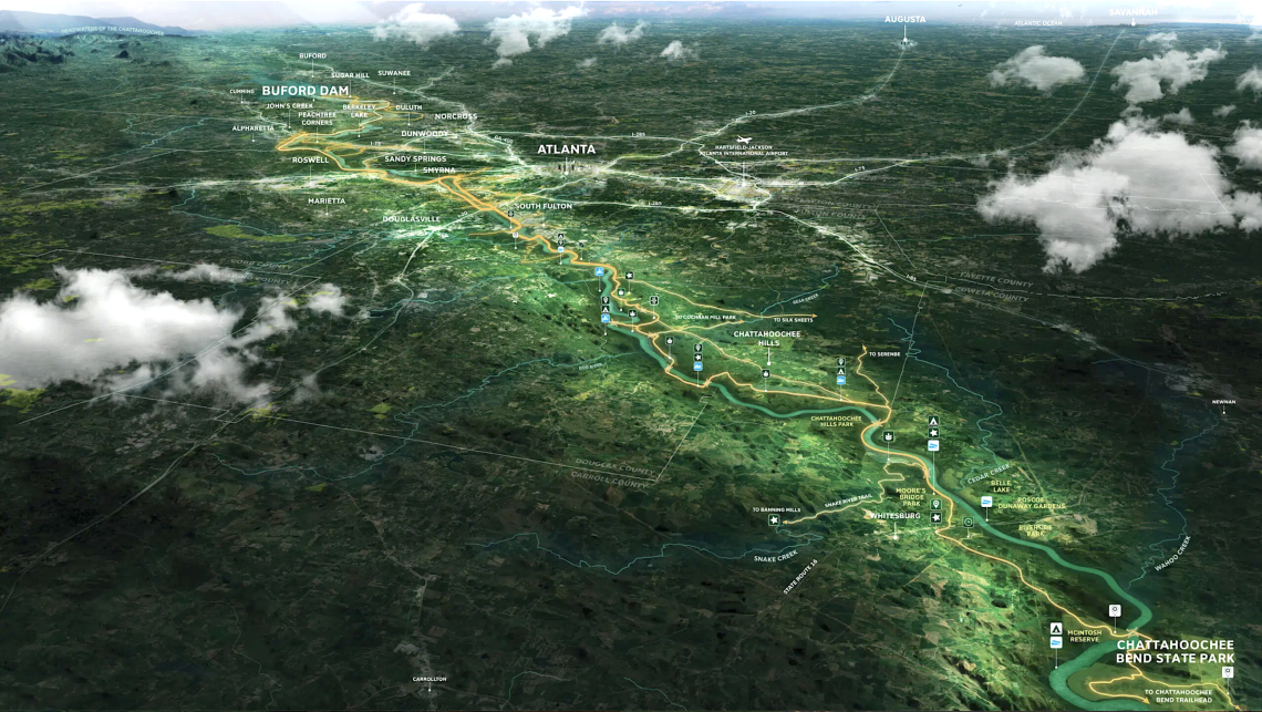 Massive riverside park project through Atlanta scores land boost | Urbanize Atlanta